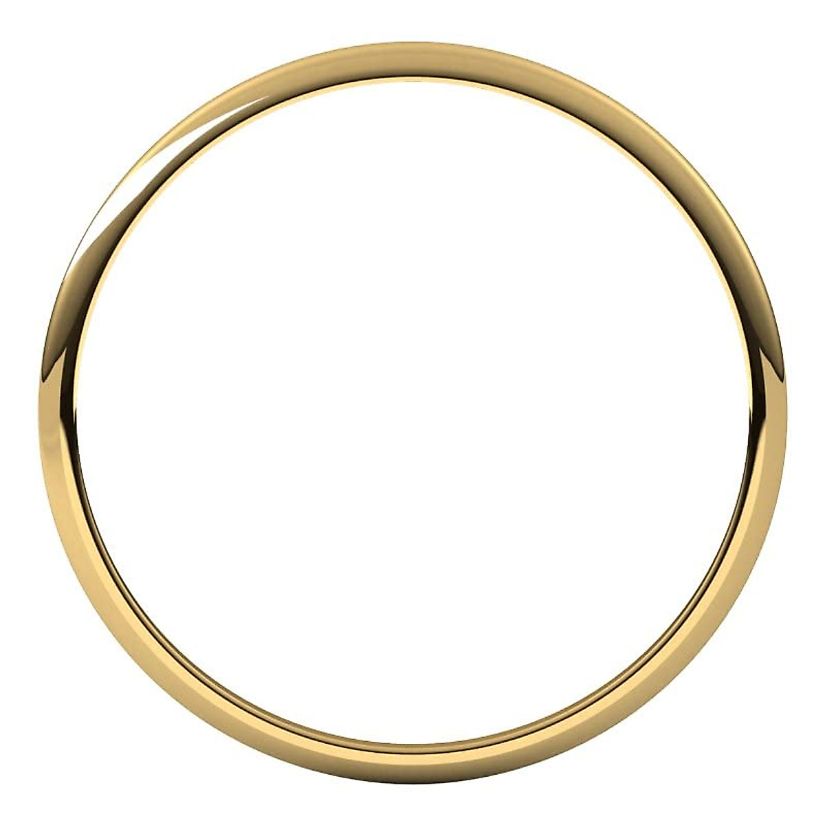 Bonyak Jewelry 18k Yellow Gold 1mm Half Round Ultra-Light Band Stylish Design, Size 7