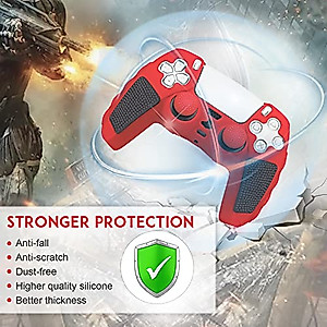 SIKEMAY Anti-Slip PS5 Controller Skin, Soft Thicken Non-Slip Studded Silicone Gel Grip Protective Cover Case for Playstation 5 Dualsense Controller Grip, 2 Pack with 8 x Thumb Grip Caps