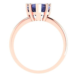 Clara Pucci 2ct Heart Cut Custom Engraving Tanzanite Engagement Wedding Solitaire W/Accent Ring 18K Rose Gold for Women Size 9.75