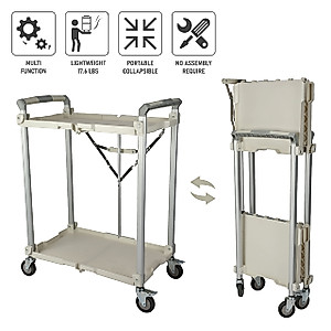Olympia Tools 89-363 Pack N Roll Collapsible Service Cart, XL, 200LB Capacity, White, 2-Layers