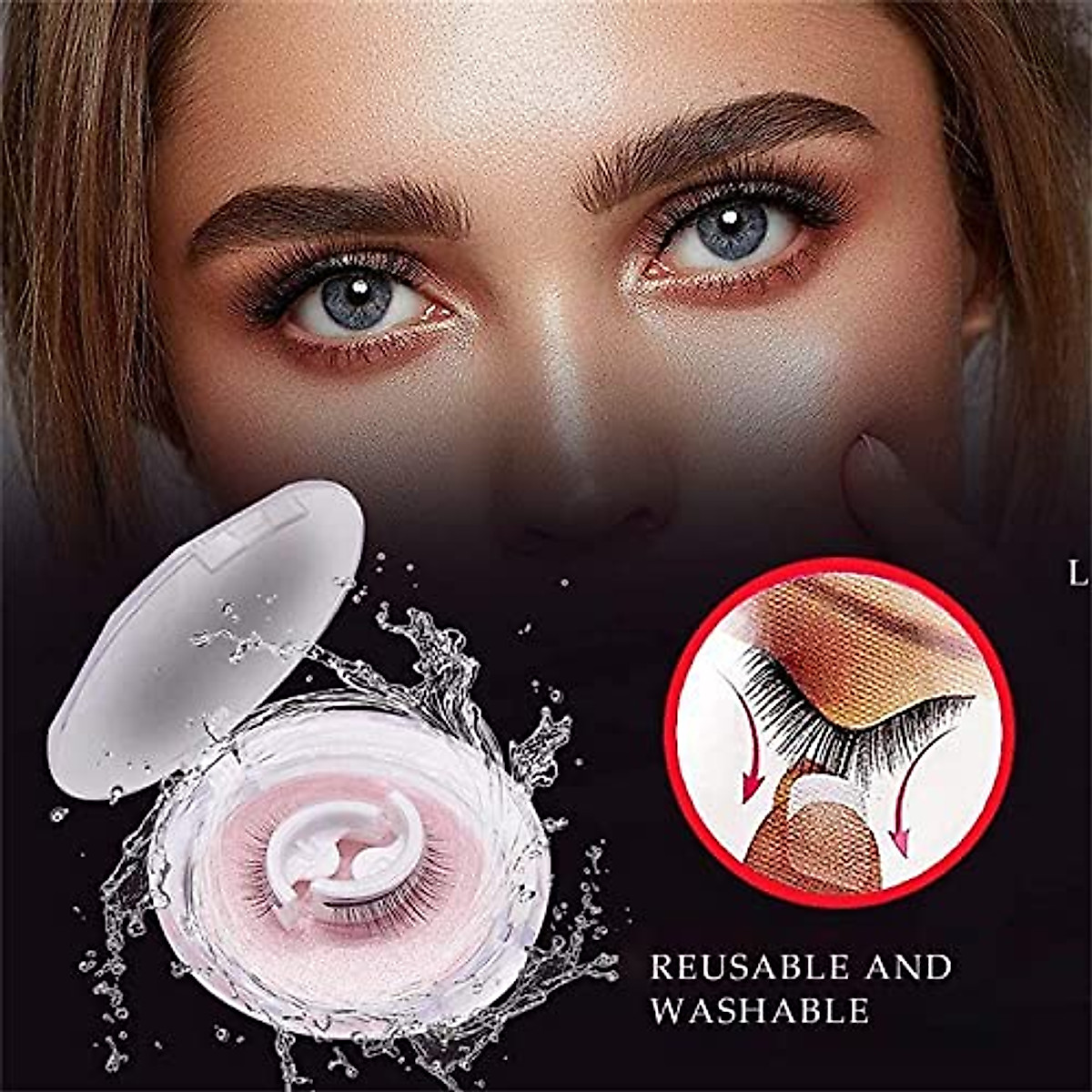 Self-adhesive Eyelashes,2024 New Snap on,3 Pairs Eyelashes Snap on No Adhesive (3*Natural)