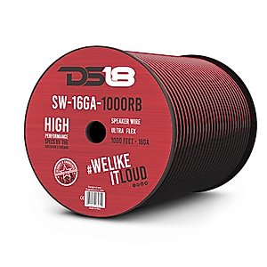 DS18 SW-16GA-1000RB 16-Gauge 1000-Feet Speaker Wire Ultra Flex CCA Red and Black (1000 FT / 304.8 Meters) Speaker Cable for Audio Applications