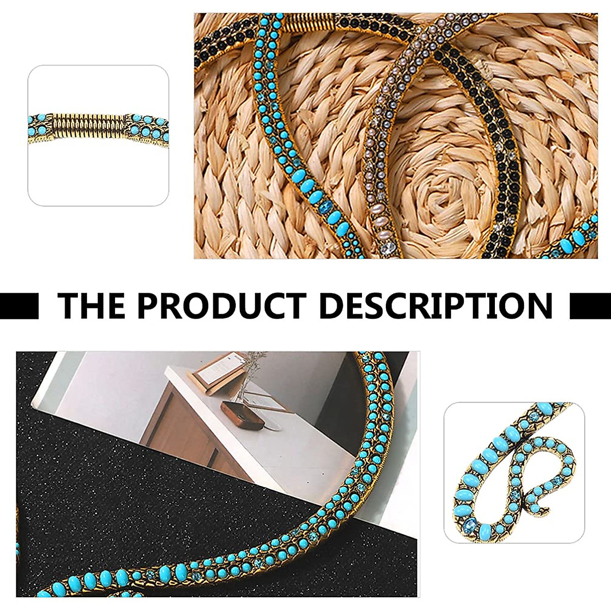 Vintage Snake Necklace Single Layered Turquoise Choker Necklaces Pendant Chain Necklace Summer Beach Accessories Party Favor Gifts 42x1.7cm