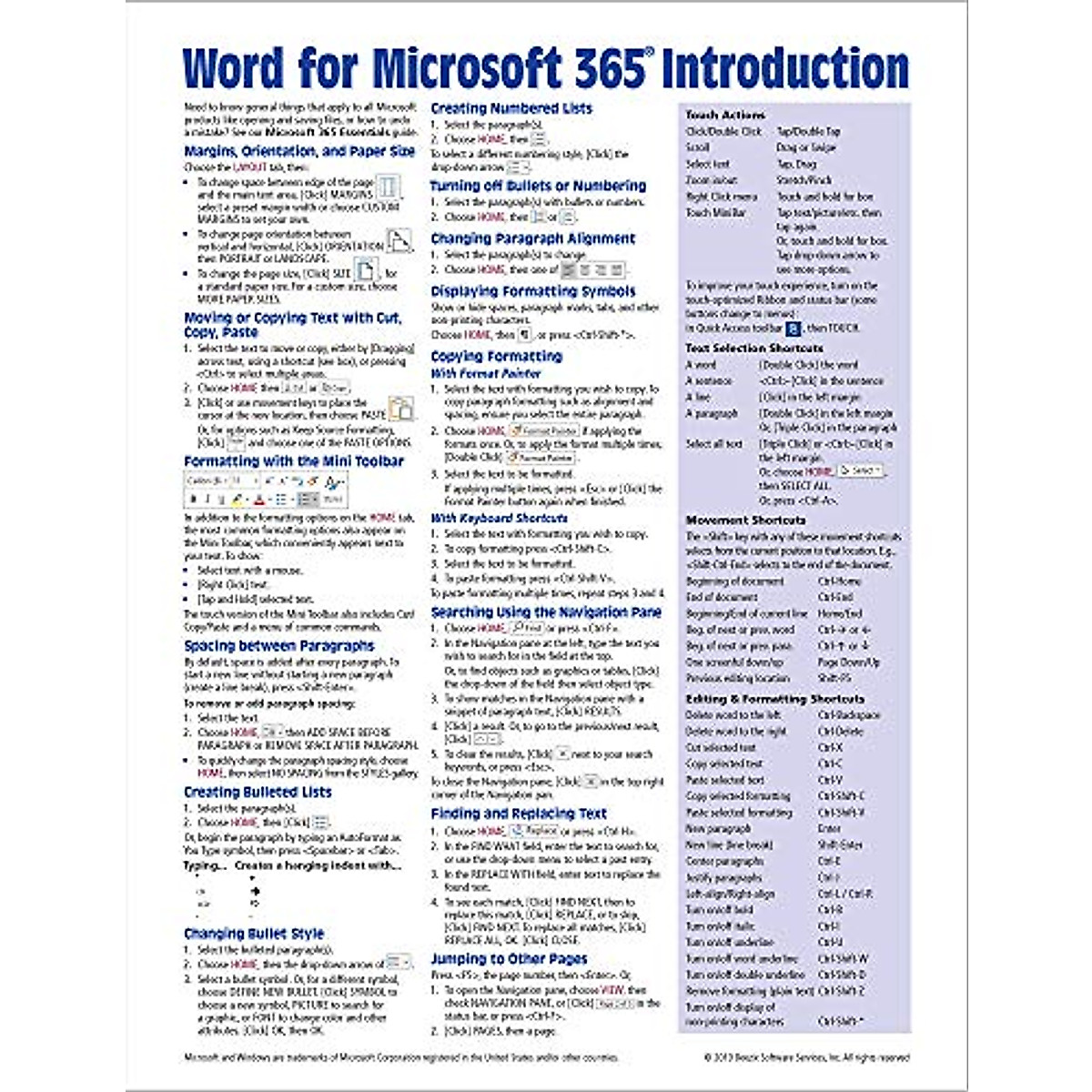 Word for Microsoft 365 (Office 365) Introduction Quick Reference Guide - Windows Version (Cheat Sheet of Instructions, Tips & Shortcuts - Laminated Card)
