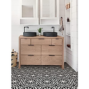 FloorPops FP3828 Parma Peel & Stick Floor Tiles, Black