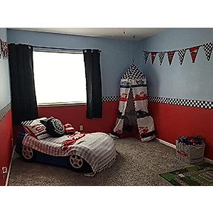 Checkered Flag Cars Wallpaper Border-4.5 Inch (Black Edge)