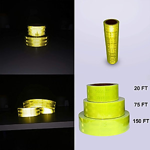 BERTAPES Yellow Reflective Tape,DOT-C2 Outdoor Safety Tape,High Viscosity, Waterproof, Fade Resistant,Durable,Reflector Conspicuity,Weather and Moisture Resistant,2 in × 20 FT