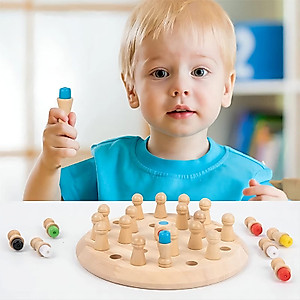 Wooden Memory Chess Matching Game: Family Board Games for Kids and Adults, Montessori Preschool Learning Educational Toy for Toddler 3 4 5 6 7 8+ Year Old, Birthday Gift for Boy Girl