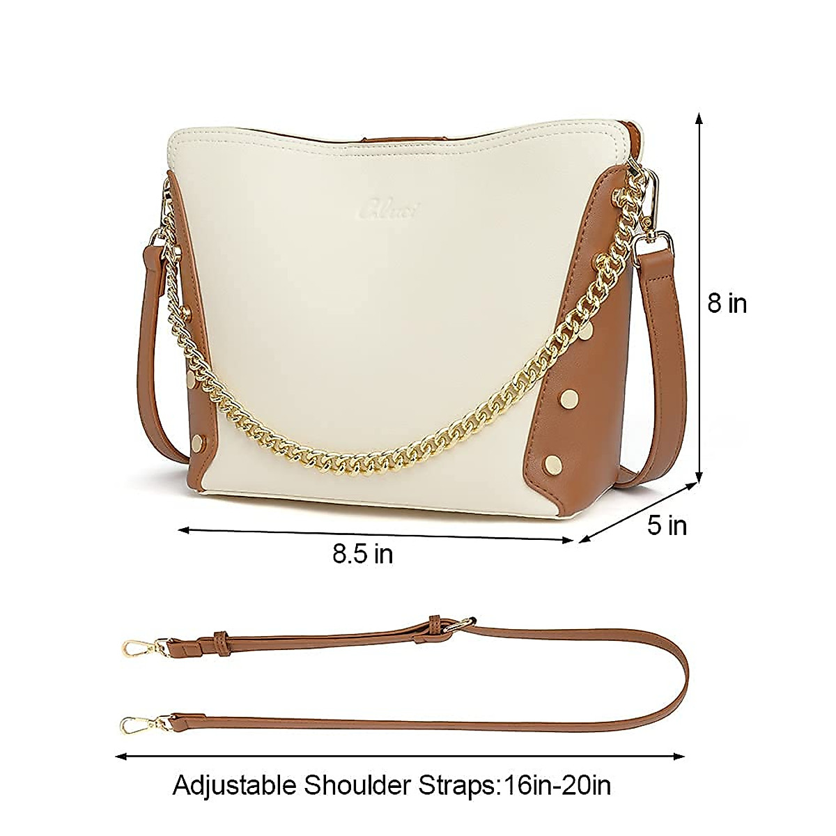 CLUCI hobo Bags for Women Vegan Leather Purses and Handbags Designer Ladies Shoulder Bucket Bag Beige with Brown