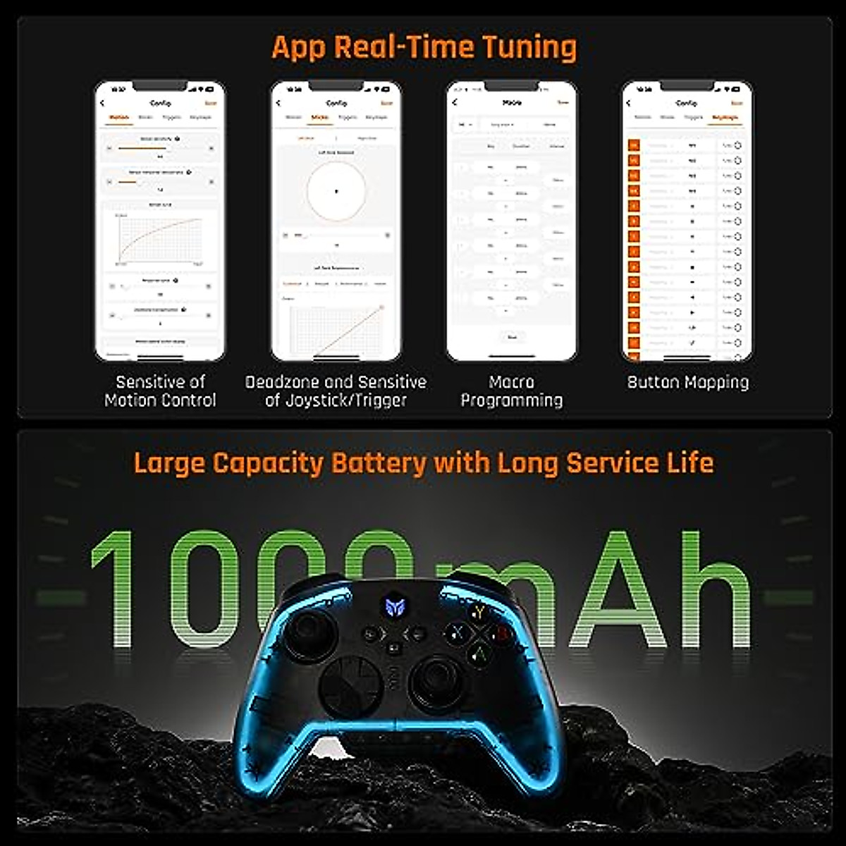 BIGBIG WON Wireless Switch Controllers for Nintendo Switch/PC Windows/Android/IOS, Bluetooth Wired PC Game Controller With 6-Axis Gyro/Vibration/Turbo/NFC/Wake-Up, Gaming Controller with Charging Dock