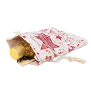 12pk - 8x10 Cotton Canvas Muslin Gift Bags with Drawstring for Presents, Party Favors, Samples (Red Stars, Large) by TheDisplayGuys