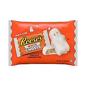 REESE'S White Creme Peanut Butter Snack Size Ghosts Candy, Halloween, 10.2 oz, Bag