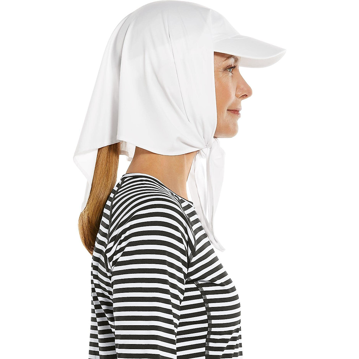 Coolibar UPF 50+ Women's Sabina Swim Scarf Hat - Sun Protective (One Size- White)