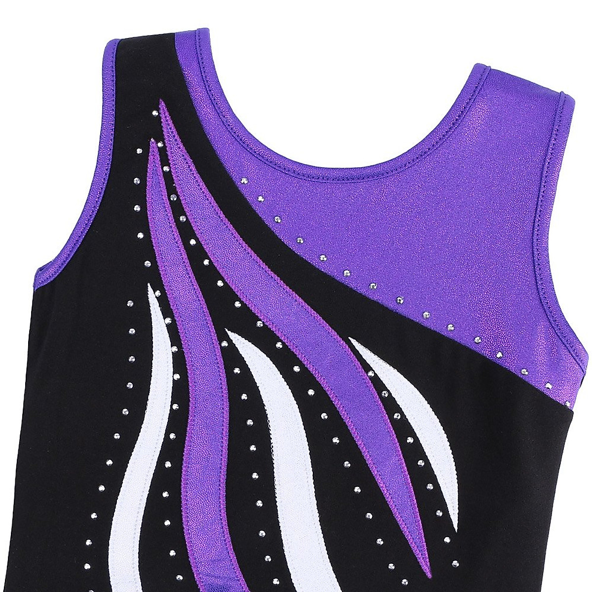 BAOHULU Leotards for Girls Gymnastics Toddler Shiny Diamond Metallic Athletic Bodysuit B179_BlackPurple_12A