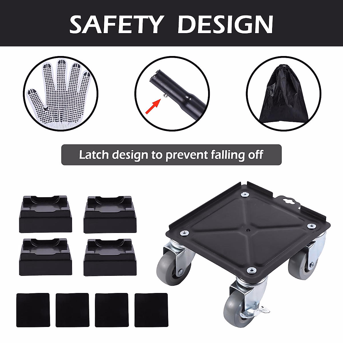 LOYAL TIGER Furniture Dolly,Furniture Mover Pro Set,Furniture Lifter with 4 360° Rotatable Rubber Universal Wheels，Carbon Steel Panel Furniture Movers，Maximum Load 1763LBS.