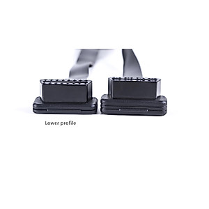 Low Profile OBD 2 OBD ii Male to Female Ribbon Extension Diagnostic Cable 16pins Connected Fully for Scan Tool Code Reader 1ft/30cm