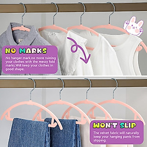 MIZGI Velvet Baby Hangers 50-Pack,No Shoulder Bump Children‘s Hangers for Baby,Infant&Toddler Clothes,Durable Space Saving Non Slip Kids Hangers,Felt Rounded Clothes Hangers for Everyday Closet Use