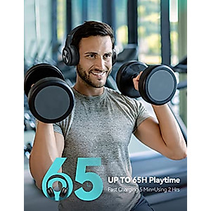 TECKNET Wireless Bluetooth Headphones Over Ear 65H Playtime Foldable Lightweight Headphones with Mic for PC, Deep Bass Hi-Fi Stereo Sound with 3 EQ Modes for Travel/Office/Cellphone/TV/PC (Black)