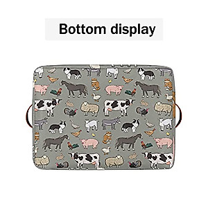 Farm Animal Storage Basket Bins, Cow Sheep Rooster Large Foldable Storage Baskets Fabric Organizer Storage Cubes Box with Handles Collapsible Basket for Shelf Closet Nursery Home Office 1 Pack