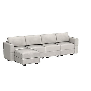 Belffin Modular Sectional Sofa Couch with Reversible Chaise Velvet L Shaped Couch with Storage 4-seat Convertible Sofa Grey…