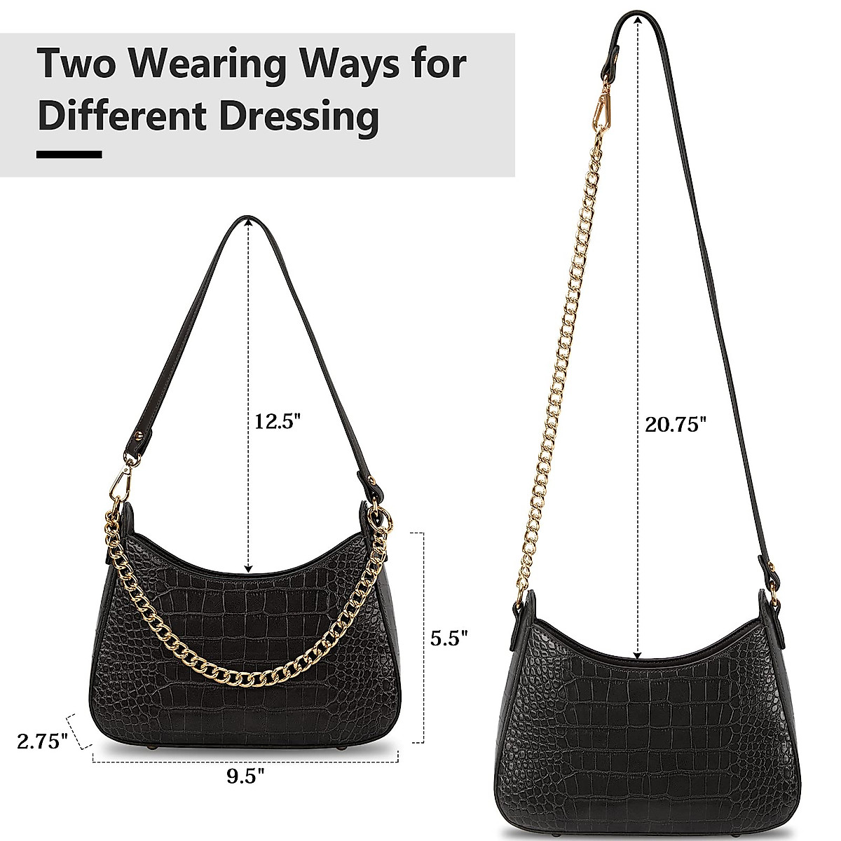 NUBILY Shoulder Bag for Women Trendy Mini Purse Small Handbag with Zipper Closure Tiny Clutch Purses