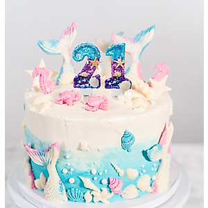 Number 3 Candle, Blue Purple Gradient Sequin Birthday Candle 3 for Cake Great for a Mermaid or Under The Sea Party.