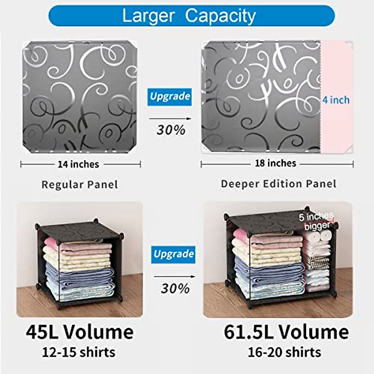 BRIAN & DANY Portable Wardrobe Closet - Cube Storage Organizer with 3 Hanging Rails, Modular Wardrobe for Space Saving, Bedroom Armoires for Toys, Shoes, Clothes - 16 Cubes