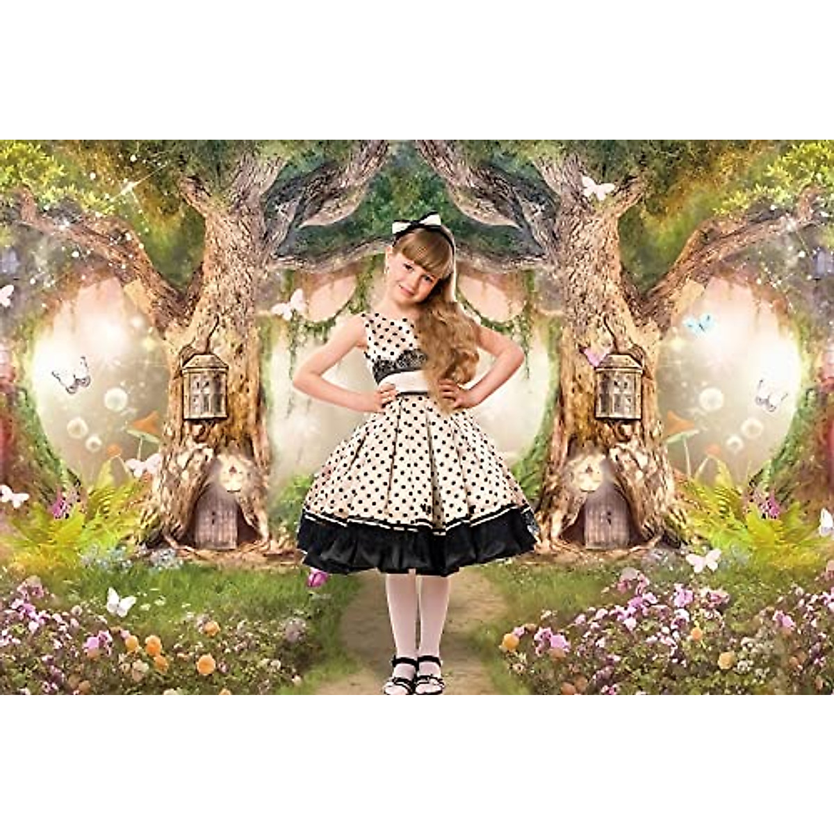 Leowefowa 7x5ft Vinyl Spring Backdrop Fairy Enchanted Flower Fairytale Forest Jungle Photo Background for Party Photoshoot Newborn Baby Kids Children Photography Studio Props Enchanted Forest Backdrop