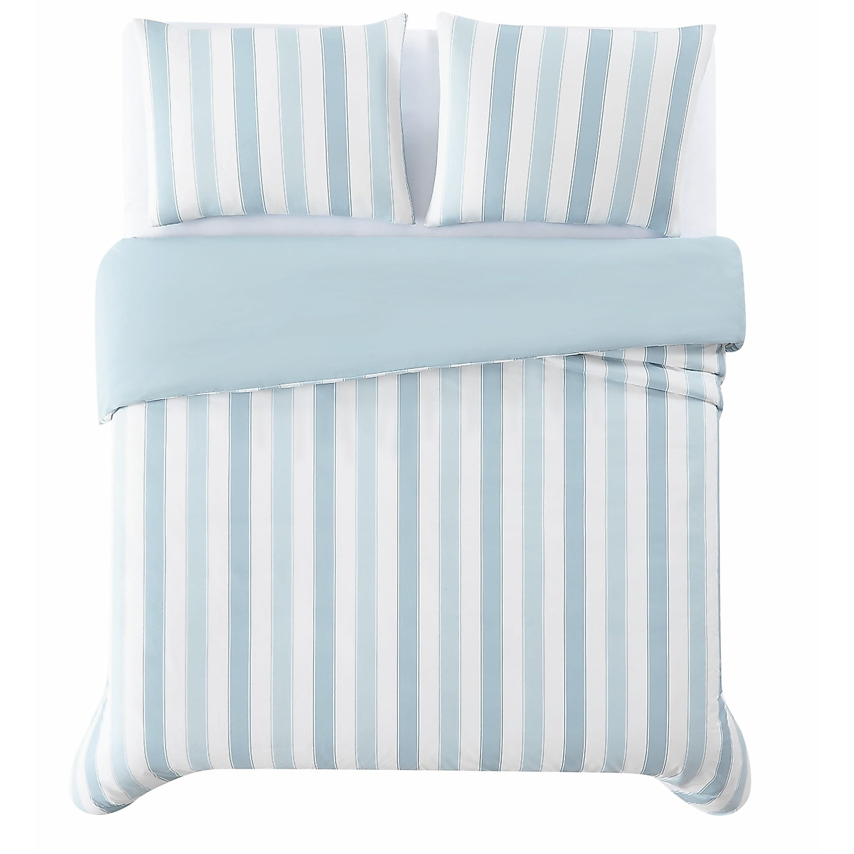 Truly Soft Aiden Stripe Blue King 3 Piece Duvet Cover Set