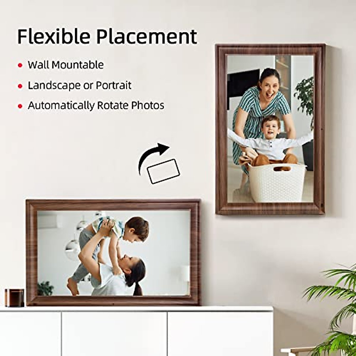 Digital Photo Frame 16 Inch WiFi Digital Picture Frame IPS HD Touch Screen Smart Cloud Photo Frame with 32GB Storage, Auto-Rotate, Share Photos or Videos Instantly from Anywhere via Frameo App