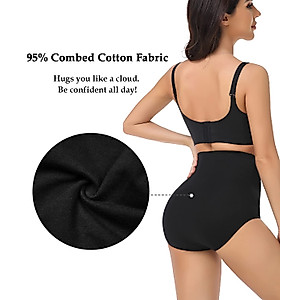 wirarpa Women's Underwear Cotton Super High Waisted Briefs Stretch Full Coverage Panties 4 Pack Black X-Large