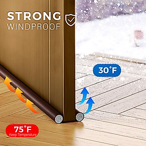C CELAINER Door Draft Stopper, Under Door Noise Blocker, Sound Light Air Proof Sealer for Bottom of Door, Adjustable Soundproof Insulation Strip Doors Draft Guard 37 inch, Coffee