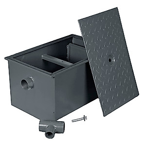 Carbon Steel Grease Trap Interceptor for Restaurant Under Sink Kitchen | NSF (30 LB)