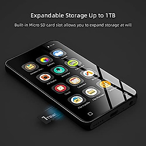 MP3 Player with Bluetooth and WiFi, 4" Full Touch Screen MP4 MP3 Player with Spotify, Android Streaming Music Player with Pandora, Portable HiFi Sound Walkman Digital Audio Player with Speaker (Black)