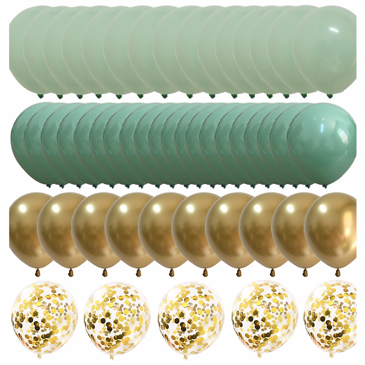 Matte Sage Green Gold Balloons – Light Mint Olive Green Balloons for Wedding Neutral Baby Shower Birthday Party Supplies 60 packs (Sage green + gold)