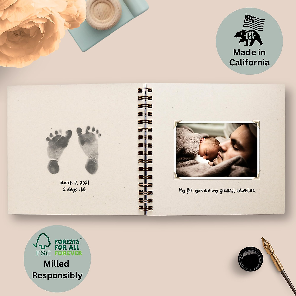 Baby Scrapbook Albums, Simple Baby Memory Book with Blank Pages. 90 Kraft Pgs, 8.5”x9.5”. Unique Baby Shower, Gender Neutral Baby Shower, Libro de Recuerdos Del Bebé, Modern Baby Memory Book