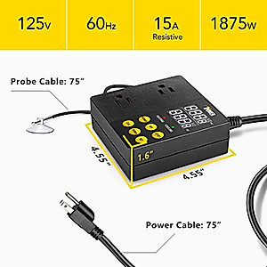 iPower Electric Heater Fan with Digital Cooling Thermostat Controller for Greenhouse, Grow Tent, Workplace, Overheat Protection, Fast Heating, Black