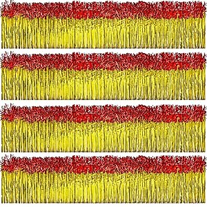 Crowye 10 Pcs Graduation Parade Float Decorations, Include Foil Fringe Garland Set of 4 and Metallic Twist Garland Set of 6, Car Decorations for Congrats Grad (Bright Gold and Red)