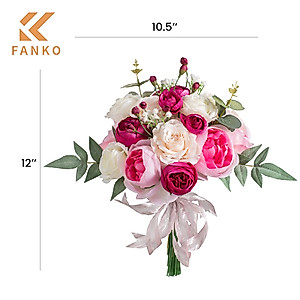 FANKO Rose Artificial Flowers Combo for DIY, Fake Rose Artificial Silk Flowers with Greenery, Real Looking Artificial Faux Flowers for Wedding, Table Decoration, Centerpieces, Party, Home Décor