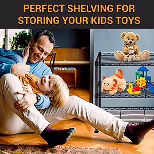 Juggernaut Storage 18"W x 10"D x 18"H 3-Tier Steel Wire Shelving Unit, 264 lb Capacity, Black (WS181018-3BLKAMZ)