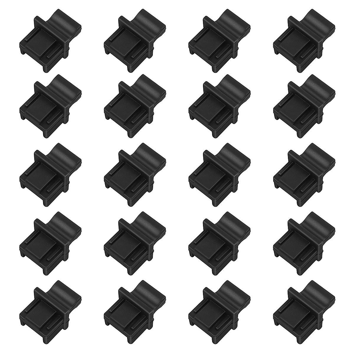 RJ45 Dust Cover Cap Ethernet Port Plugs Network Switch Port Protector for Fiber Optic Copper RJ45 Female Fiber Terminal Slot, Black Silicone, 20pcs