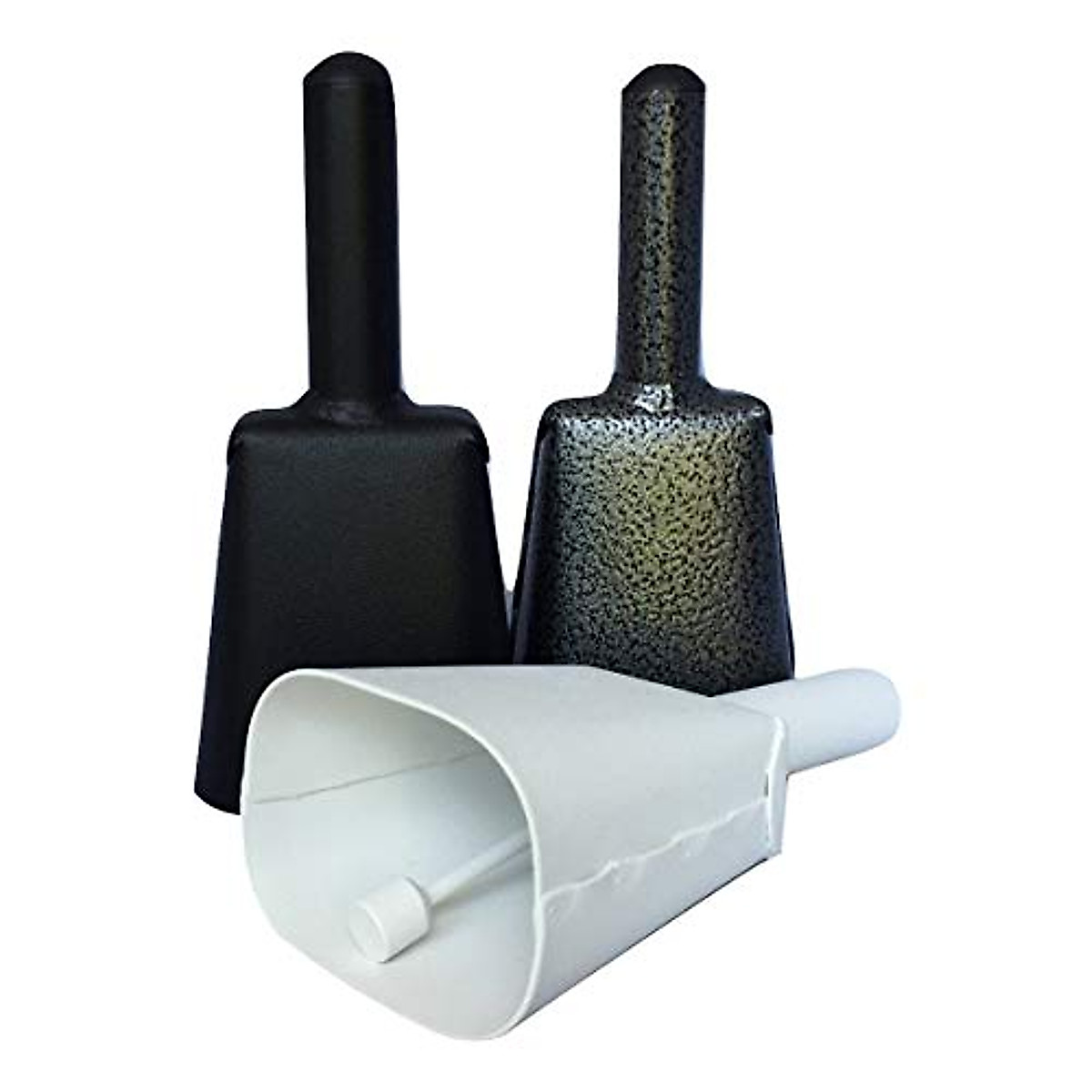 COWBELLS: Loud 7" White Cowbell with Easy-to-Hold Handle. Excellent Noise Maker Powdercoated Steel Bell. Great Cheering Cow Bell for Sporting Events, Weddings, Rallies, School Spirit. Best Cowbell!