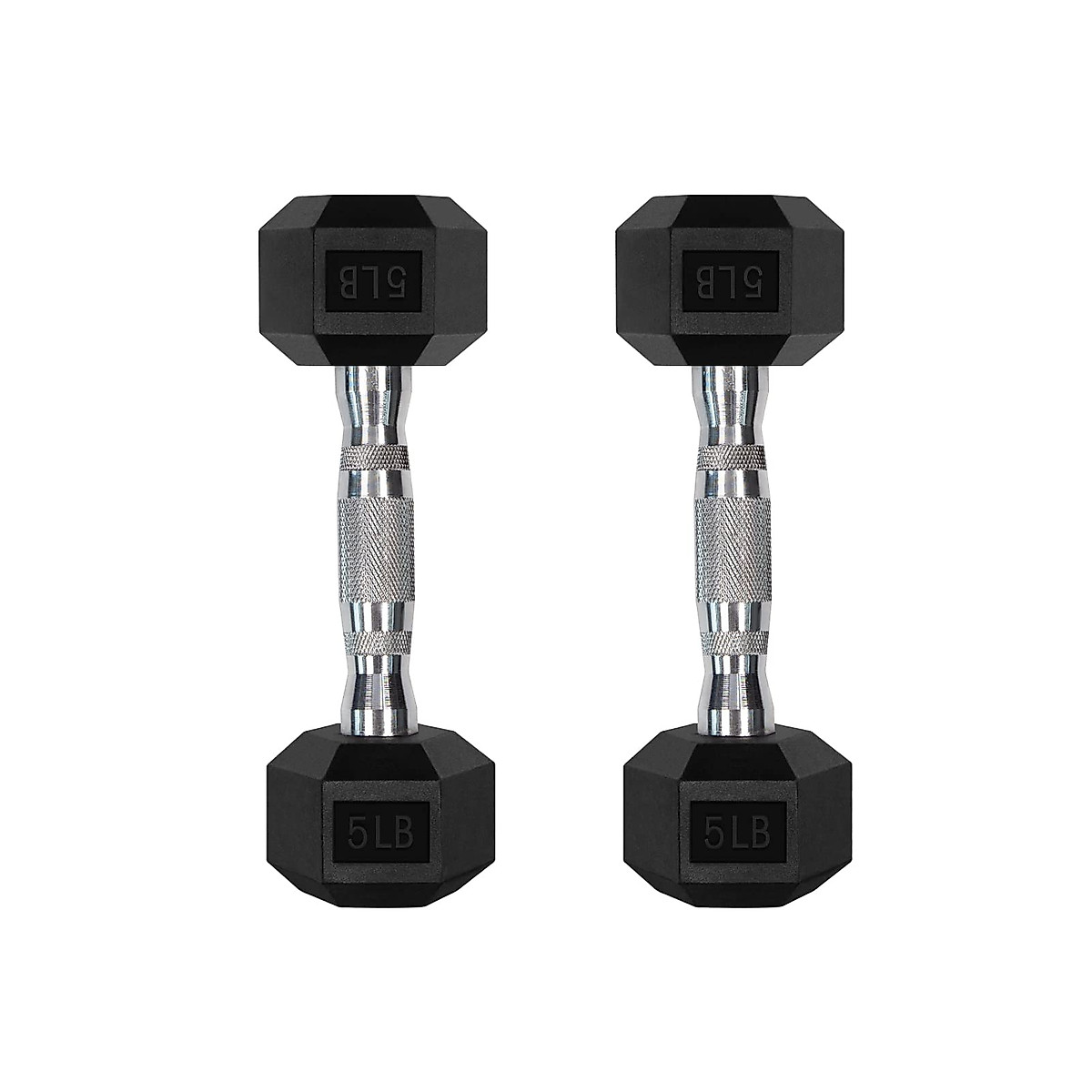 RitFit 5LB Dumbbells Set of 2 Rubber Encased Dumbbell Sets with Optional Rack for Home Gym, Coated Hand Weights for Strength Training, Workouts