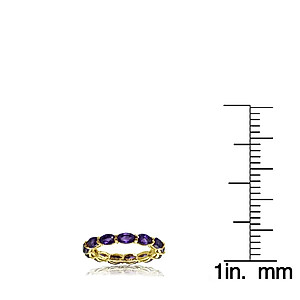 Ice Gems Yellow Gold Flashed Silver African Amethyst 5x3mm Oval-cut Eternity Ring, Size 8