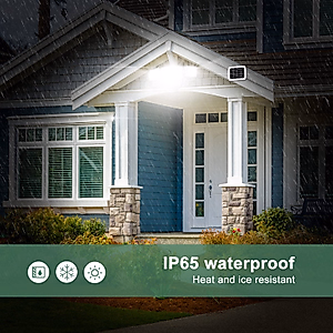 GLORIOUS-LITE Solar Security Lights 2400mAh LED Motion Sensor Light Outdoor, Rechargable 1600lm Solar Flood Light, 5500-6000K, IP 65 Waterproof for Garage, Yard, Porch, Entryways - White