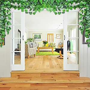 UIFCB 14 Pack 105 Ft Fake Vines, Artificial Ivy Vines with Extra Larger Leaves, Foliage Flowers Hanging for Aesthetic Room Decor and Home Kitchen Garden Office Wedding Wall Decor.