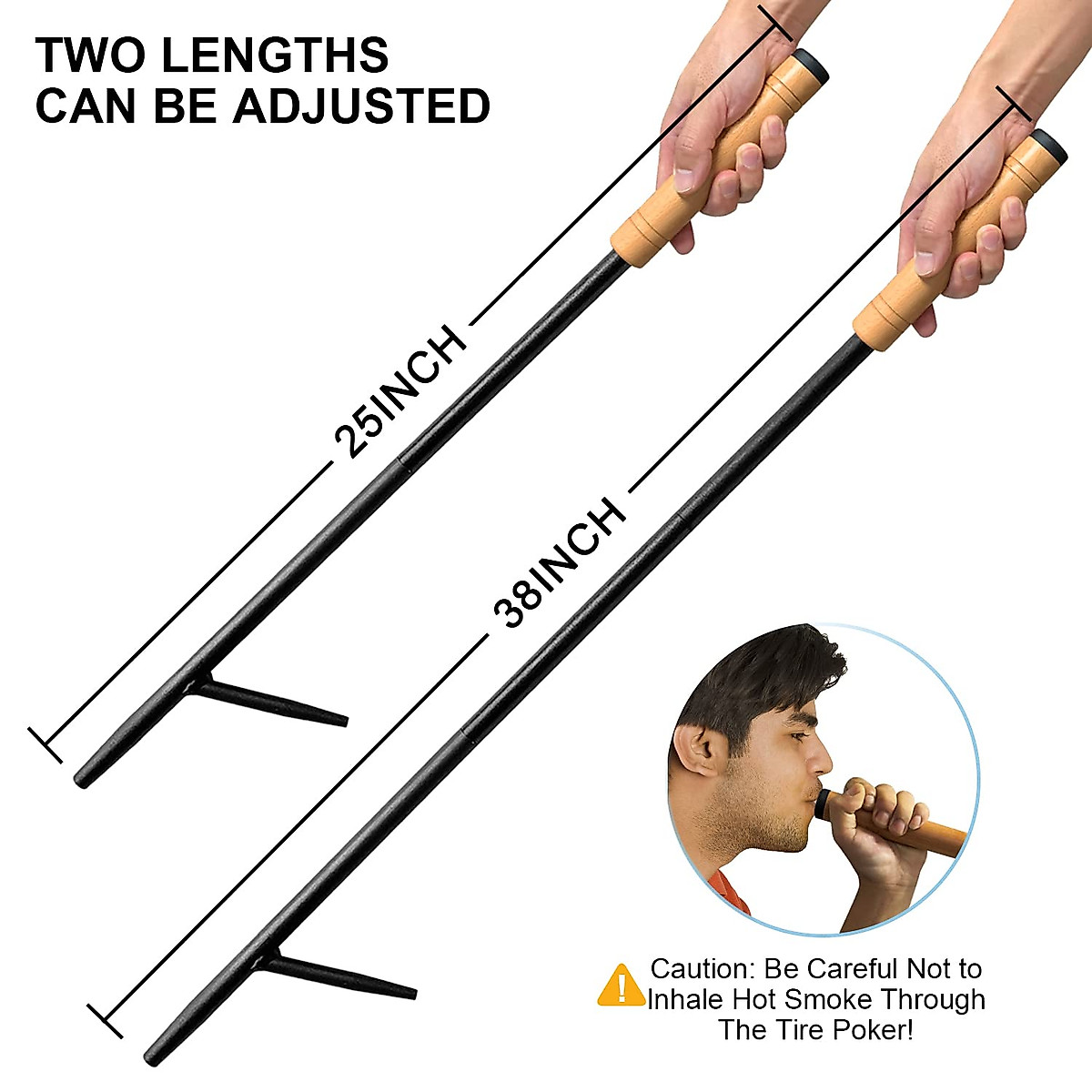 Marvoware 38 Inch Fire Poker Extra Long Fire Pit Stoker Poker with Blow Poke Function, Campfire Poker Suitable for Solo Firepit, Fireplace Tools and Accessories for Indoor Outdoor Camping