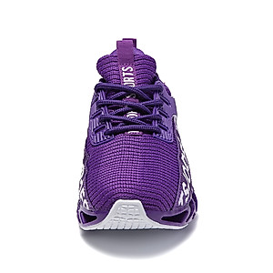 FRSHANIAH Sneakers for Men Slip On Casual Sport Running Shoes Athletic Tennis Walking Shoes Breathable Fashion Gym Runner Jogging Shoes Purple Size 10.5