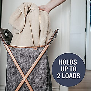 CleverMade Laundry Hamper; X-Frame Laundry Basket with Removable Bag; Stylish Room Decor for Home, Apartment, or Dorm Room, Heather Grey