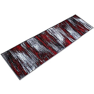 Champion Rugs Modern Rugs for Living Room Abstract Soft Plush Red Grey Black Area Rug (2’ X 7’ Runner)